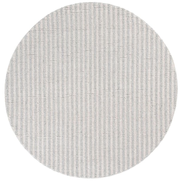 SAFAVIEH Manhattan 6 ft. x 6 ft. Ivory/Gray Striped Marle Round Area ...