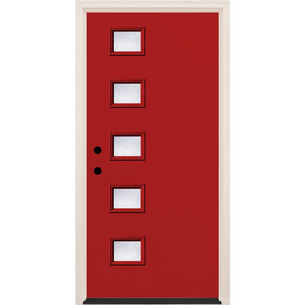 Builders Choice 36 in. x 80 in. Right-Hand/Inswing 5 Lite Rain Glass ...