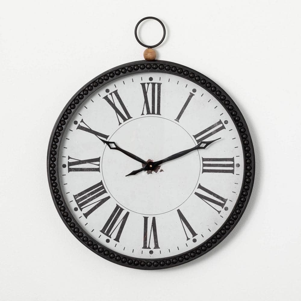 SULLIVANS 28.5 in. Black Bead Rimmed Wall Clock, Metal CLK223 - The ...