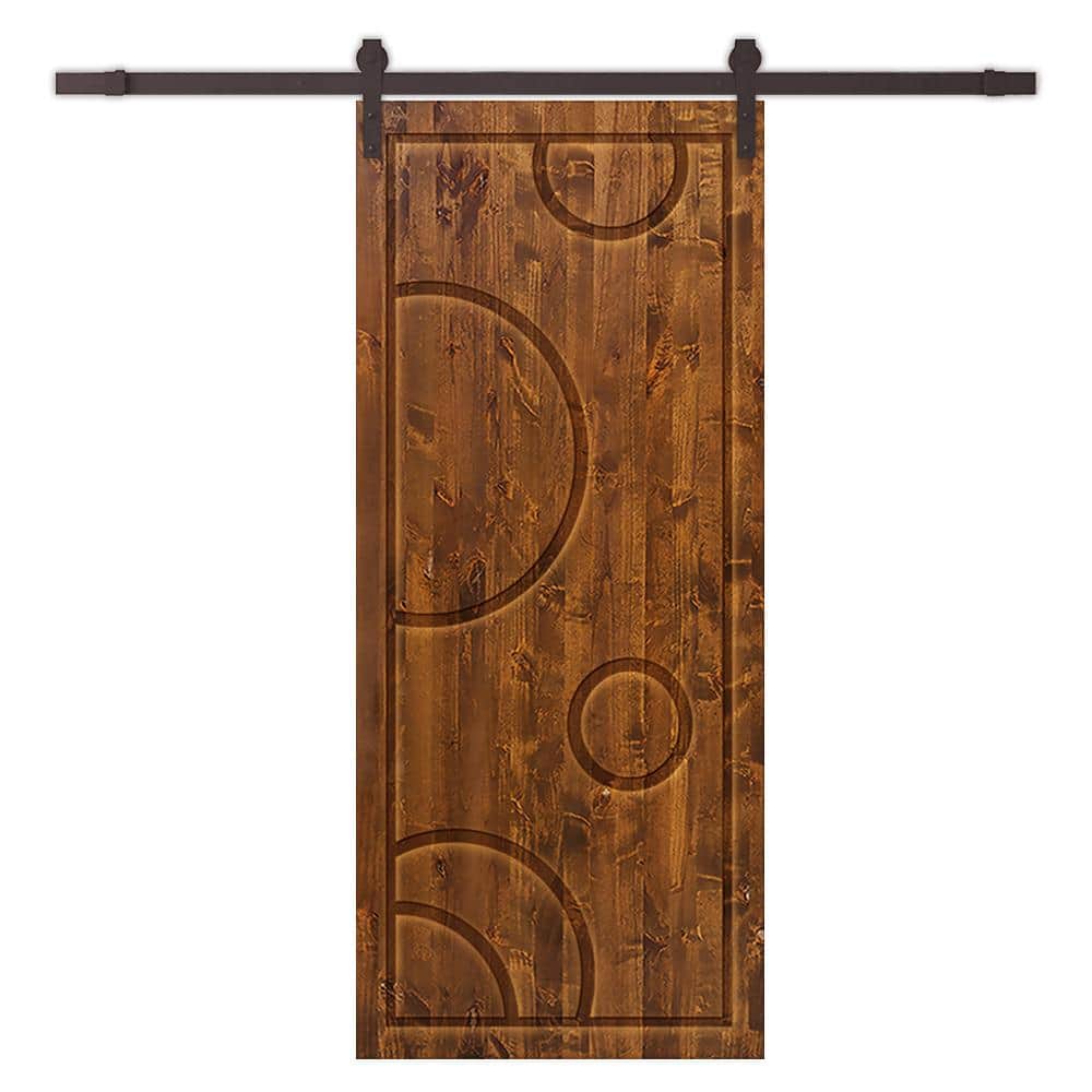 CALHOME 42 in. x 80 in. Walnut Stained Pine Wood Modern Interior ...