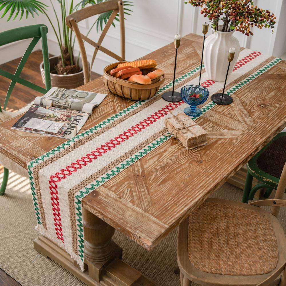Wellco 12 in. x 108 in. Christmas style Natural Burlap Table Runner ...