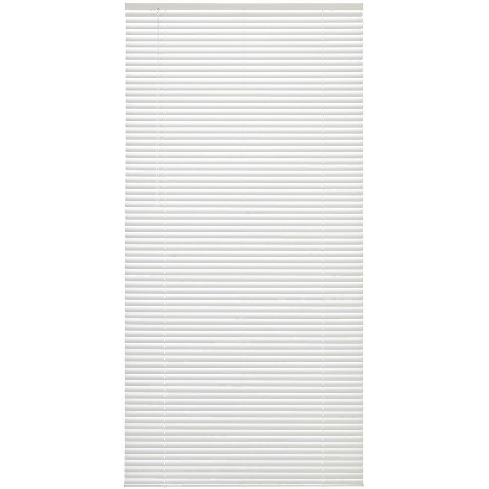 Hampton Bay Cut-to-Size White Cordless Room Darkening Aluminum Mini ...