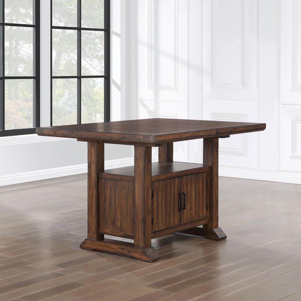 Steve Silver Auburn Brown Wood 42 in. 4 Leg Storage Counter Height ...