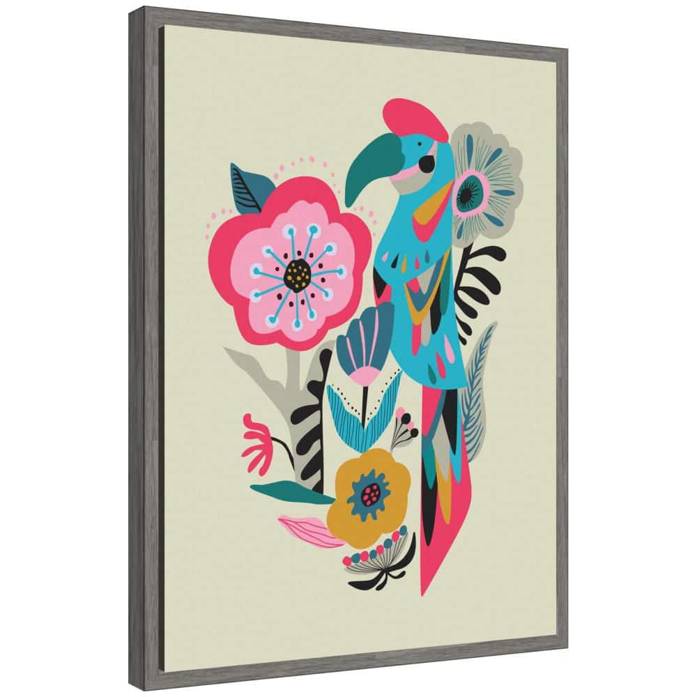 Kate and Laurel Sylvie "Bright Teal and Pink Floral and Parrot" by ...