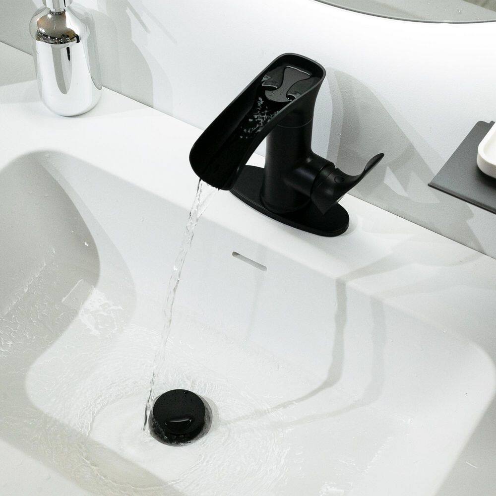 Fun Orange Single Hole and Single Handle Waterfall Bathroom Sink Faucet ...