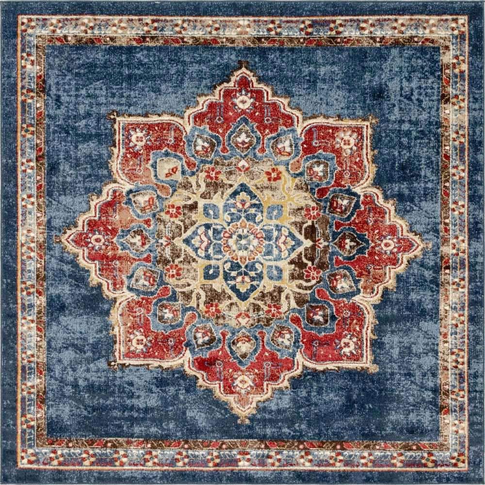 Unique Loom Utopia Helios Dark Blue 7' 0 x 7' 0 Area Rug 3145769 - The ...