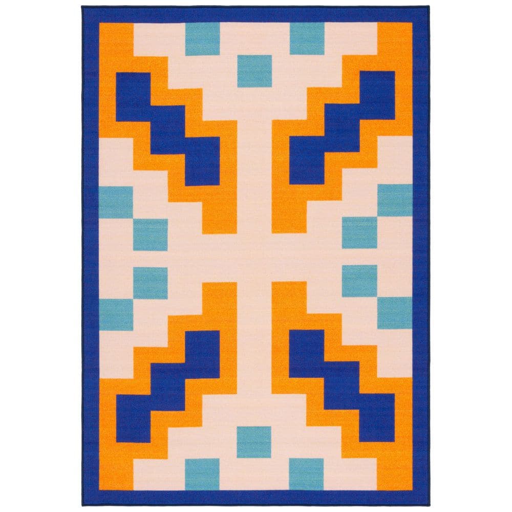 SAFAVIEH Digital Artifact Orange/Purple 4 ft. x 6 ft. Machine Washable ...