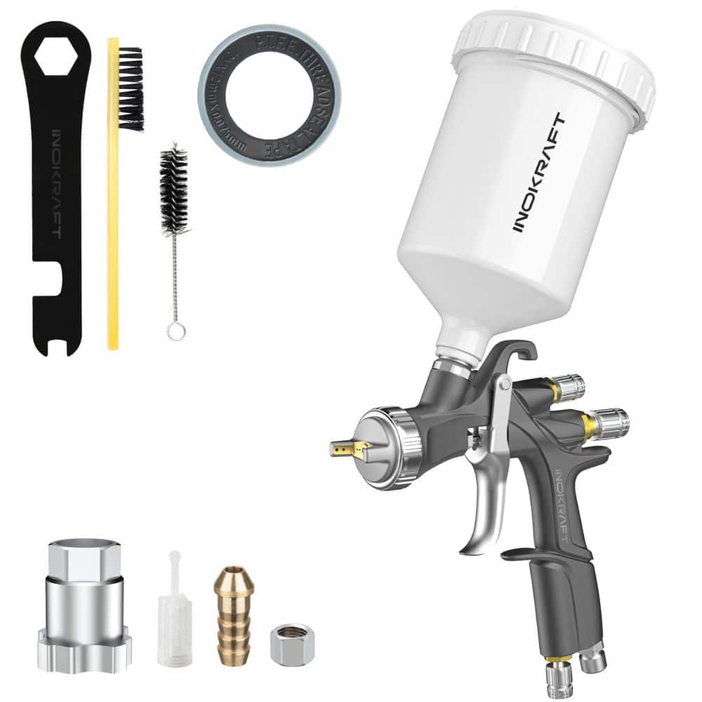 MYWISH Pneumatic 1.3 mm Tip Gravity Feed LVLP Spray Gun with 0.6 L ...