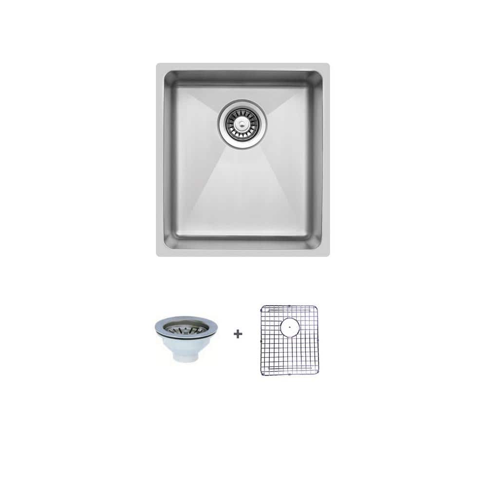 UKINOX 18 Gauge Stainless Steel 15 in. Undermount Bar Sink with Grid ...