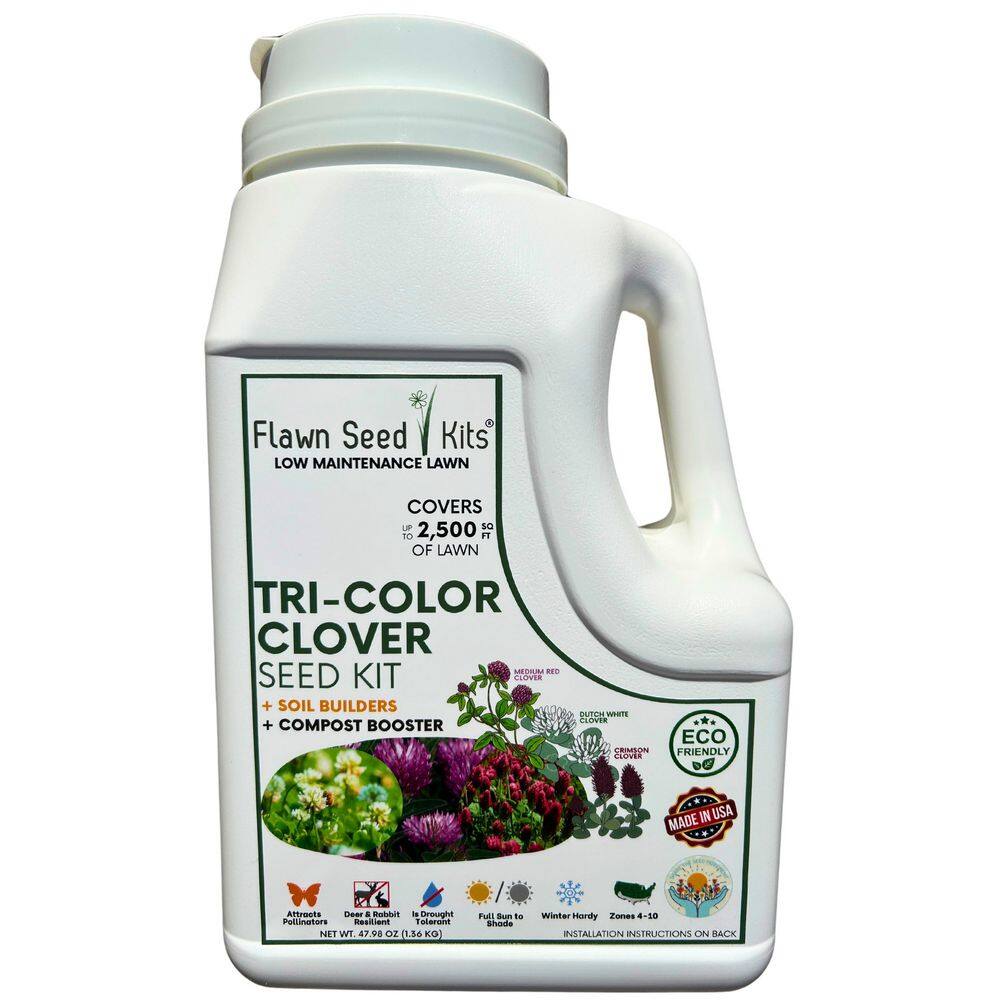 Flawn Seed Kits Tricolor Clover Flower Lawn Seed Kit, Easy Spread ...