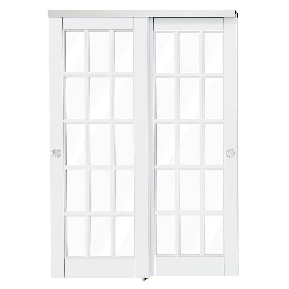 TENONER 60in x 80in White, Solid Core, MDF Painted Double 15 Lite Clear ...