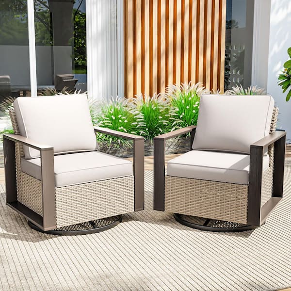 PremDwell Wicker Outdoor Rocking Chair Patio Swivel Chair with Metal ...