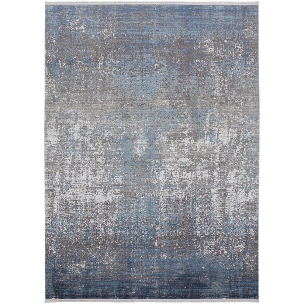 HomeRoots 2 ft. x 3 ft. Blue and Gray Abstract Area Rug 2000512135 ...