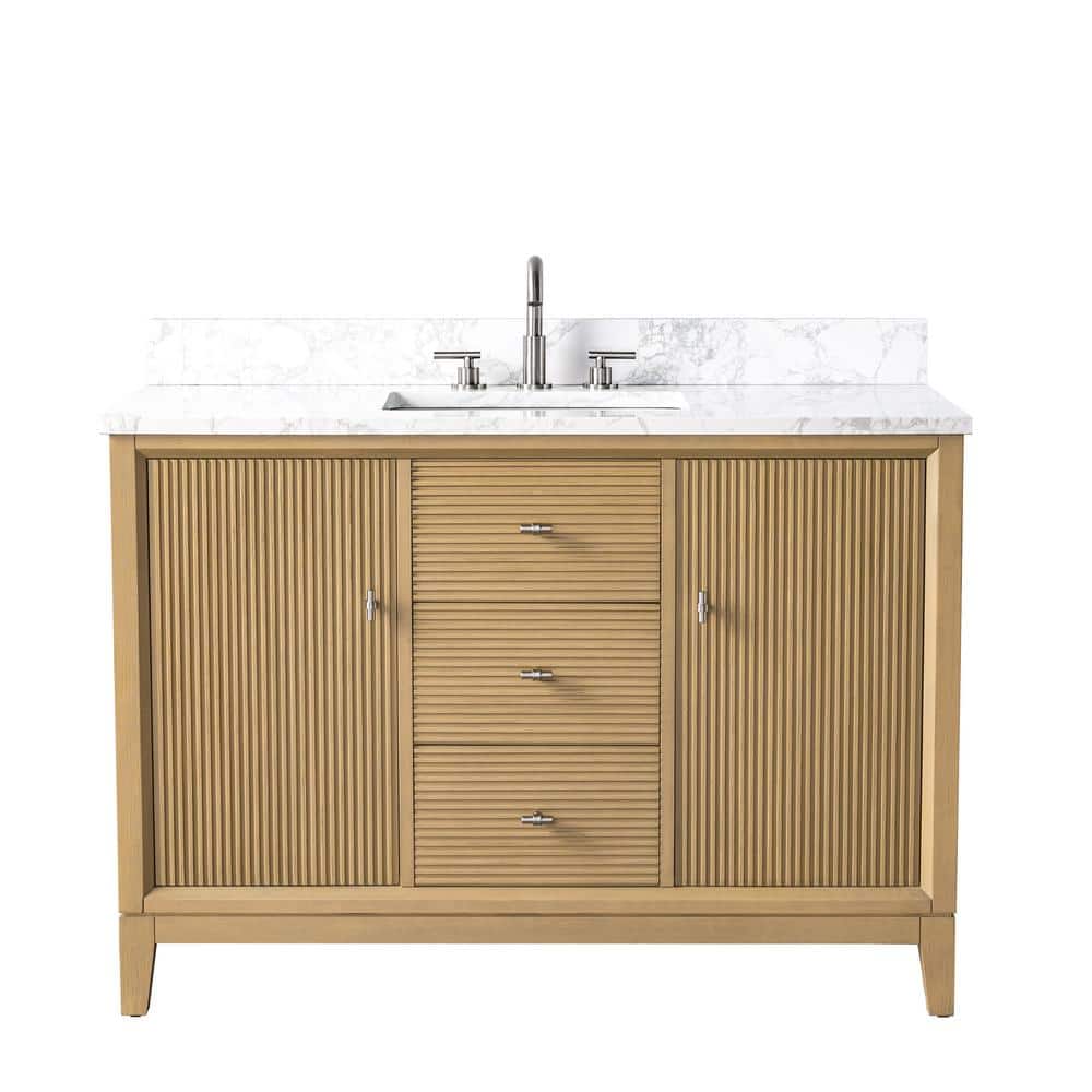 Vanity Art 48 in. W Single Sink Freestanding Natural Oak Bath Vanity ...