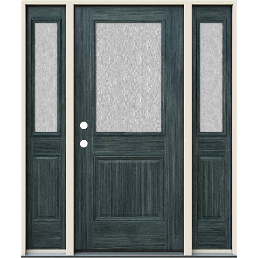 JELD-WEN 60 in. x 80 in. Right-Hand 1/2 Lite Streamed Ripple Glass ...