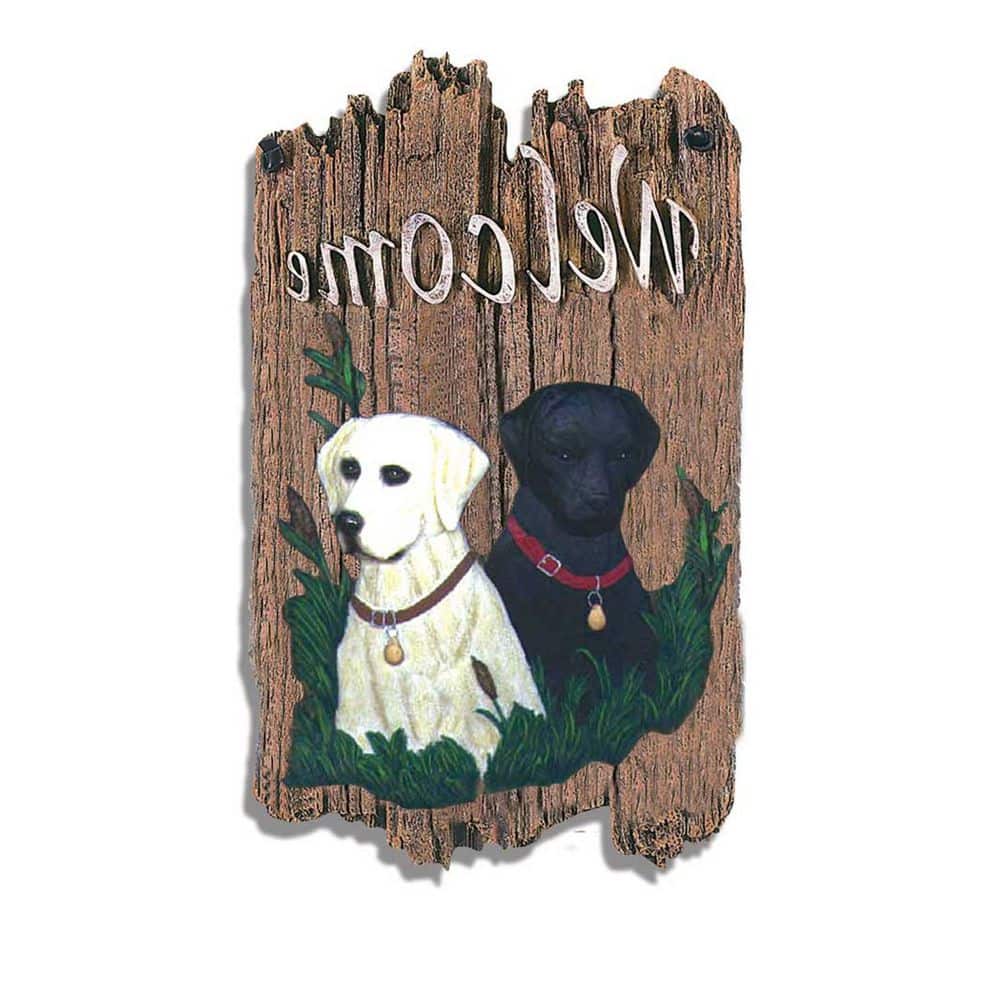HomeRoots 7.75 in. x 13 in. Brown, Black, Yellow and Dog Welcome ...