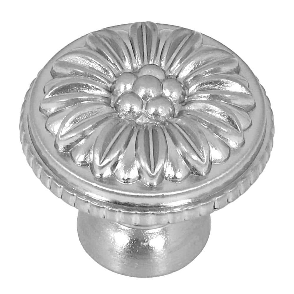Stone Mill Hardware Dahlia 1-3/8 in. Satin Nickel Round Cabinet Knob ...