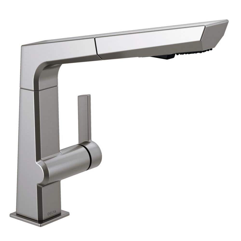 Delta Pivotal Single-Handle Pull-Out Sprayer Kitchen Faucet in Arctic ...