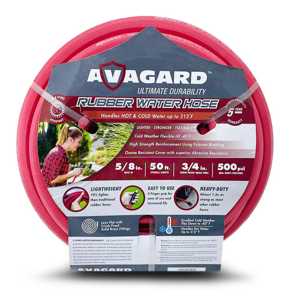 AVAGARD 5/8 in. x 50 ft. Heavy-Duty Rubber Water Hose AVGW5850 - The ...