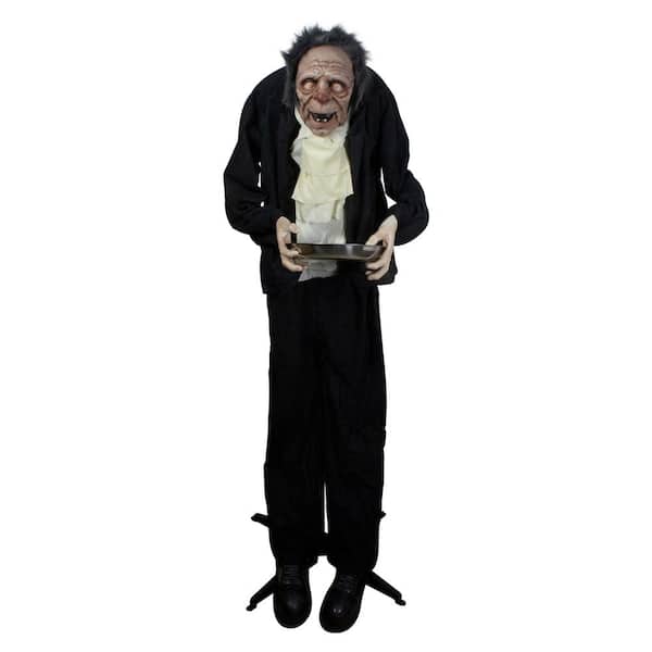 Northlight 72 in. Lighted Animated Scary Butler Standing Halloween Prop ...