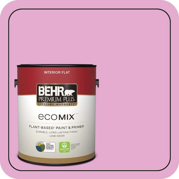 BEHR PREMIUM PLUS 1 gal. #680A-3 Pink Bliss Flat EcoMix Plant-Based ...