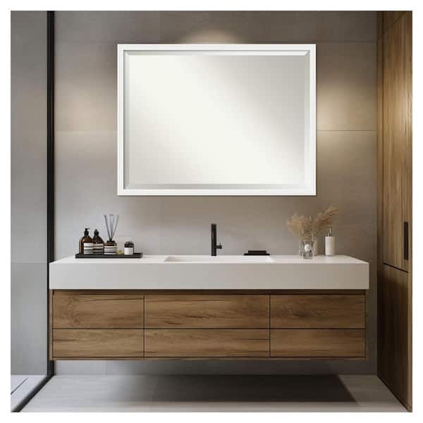 Amanti Art Bethany White 42 in. x 32 in. Beveled Traditional Rectangle ...