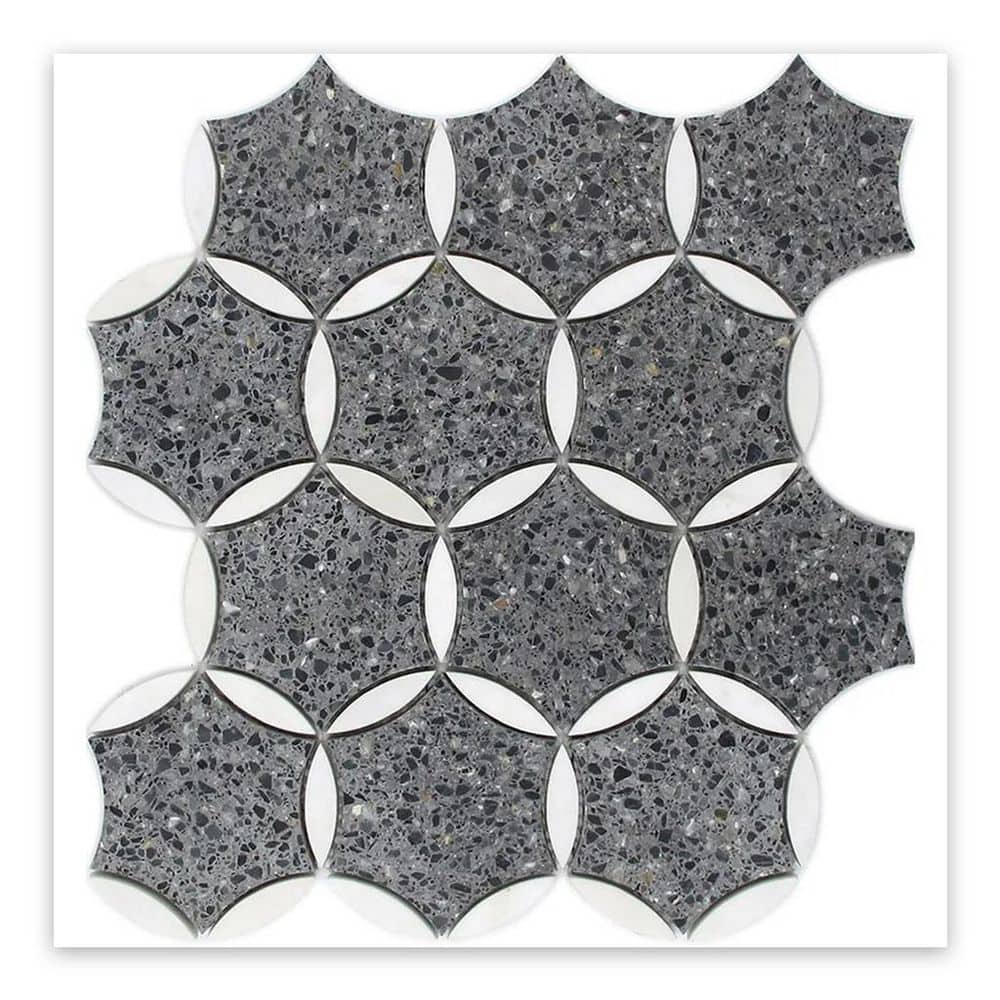 Apollo Tile Stellare 4 in. x 5 in. Honed Charcoal Gray-Black Terrazzo ...