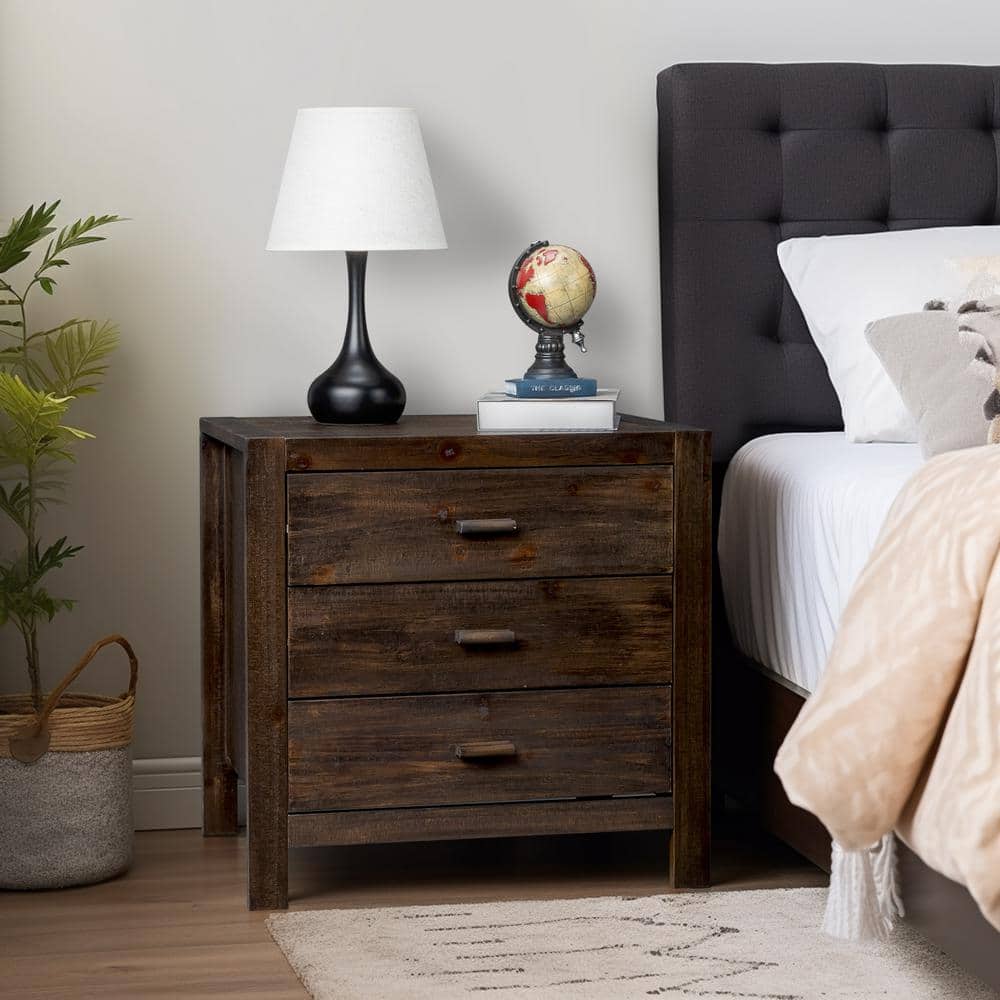 Dark brown nightstand with drawers store