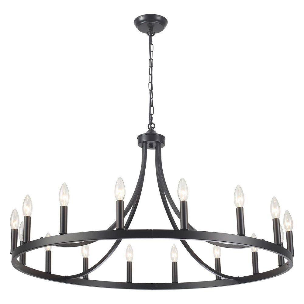 ZJVAIVE 16-Light Farmhouse Black Candlestick Circle Wagon Wheel ...