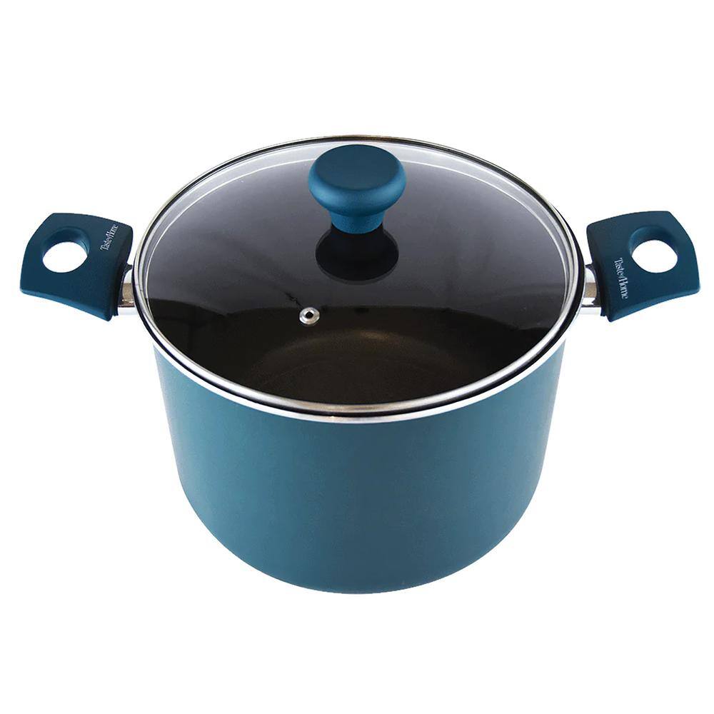 Taste of Home 8 qt. Aluminum Nonstick Stock Pot in Sea Green with Lid ...