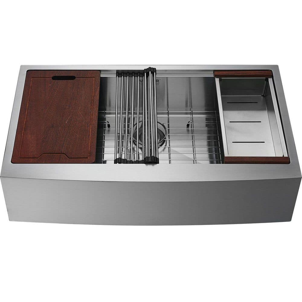 LuckByte 16-Gauge Brushed Chrome Stainless Steel 36 in. x 22 in ...