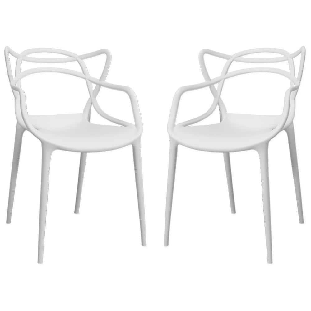 Mod Made Modern Plastic White Loop Dining Side Chair (Set of 2) MM-PC ...