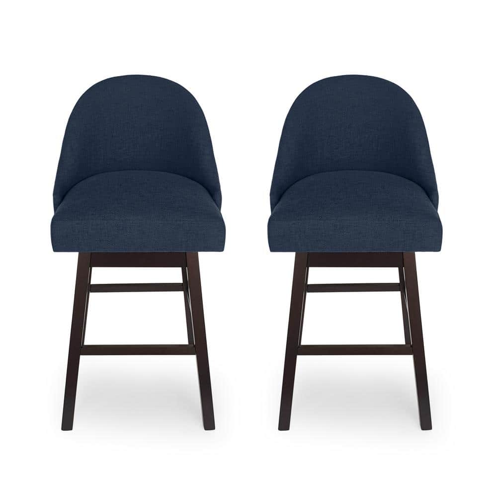 Noble House Boyd 42.25 in. Navy Blue Swivel Bar Stool (Set of 2) 70337 ...
