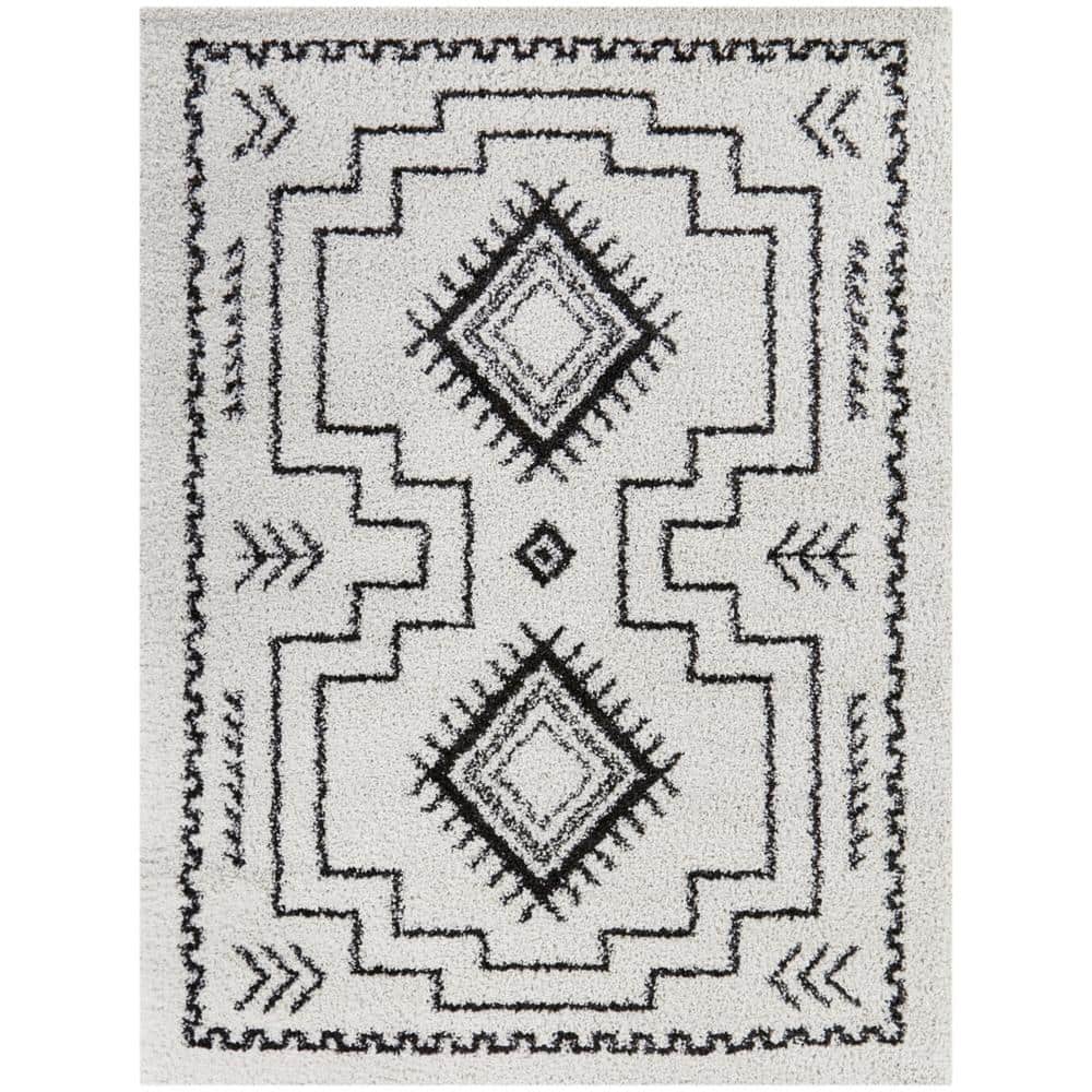 BALTA Rachana White 5 ft. x 7 ft. Tribal Area Rug 3106420 - The Home Depot