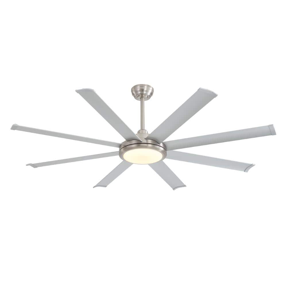 WINGBO 64 in. LED Standard Ceiling Fan Indoor Nickel and Silver Ceiling ...