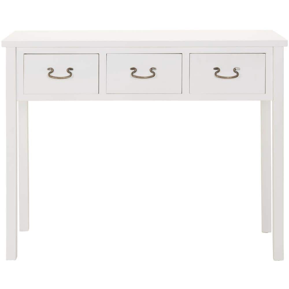 SAFAVIEH Cindy 40 in. 3-Drawer White Wood Console Table AMH6568C - The ...