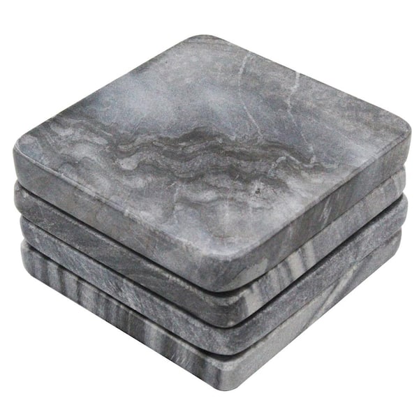4-Piece Gray Marble Coasters 50002