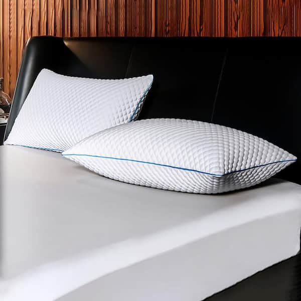 King Size Set of 2 Memory Foam Pillows with Gel, Adjustable Firmness ...
