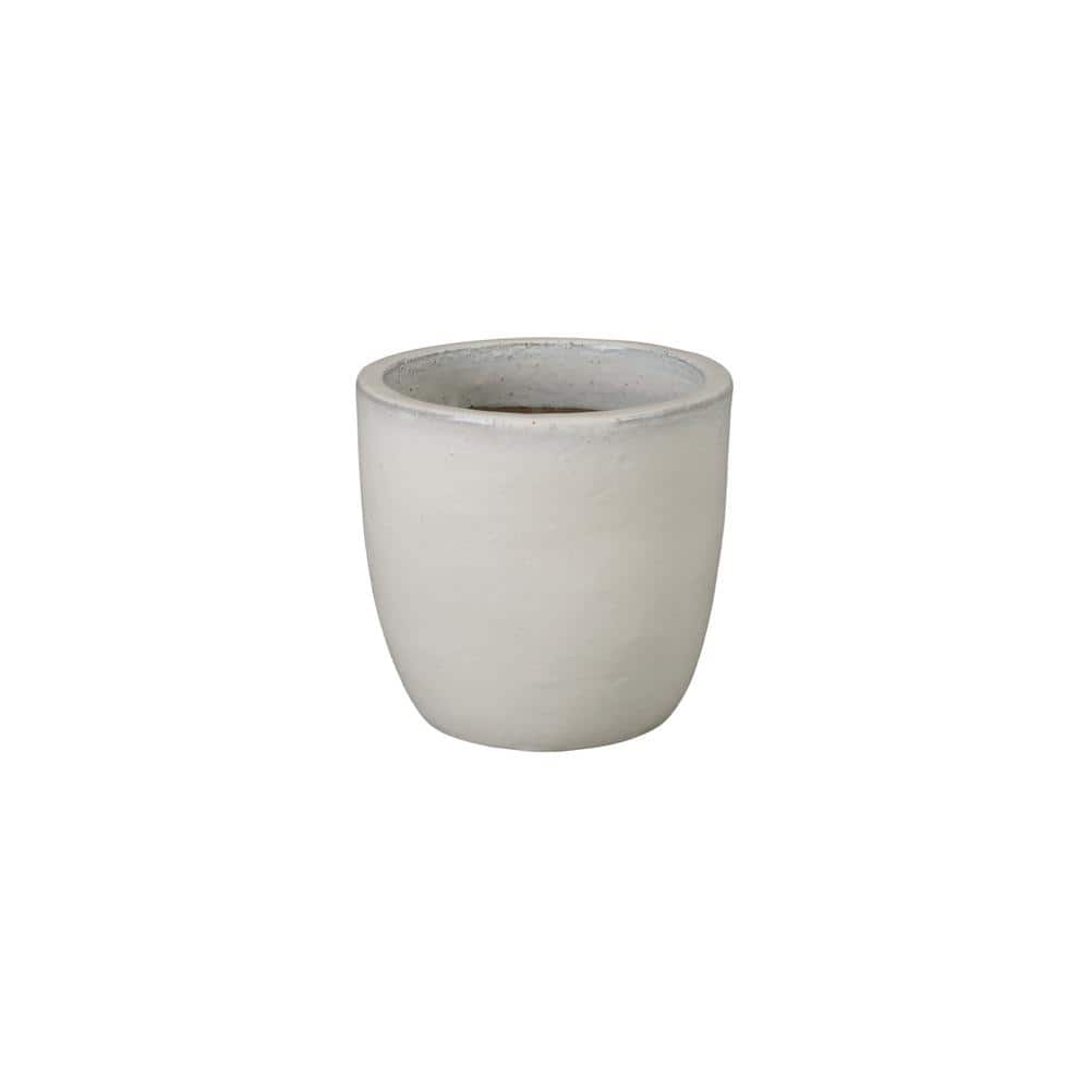 Emissary 12 in. L x 11 in. H White Ceramic Round Planter with High-Fire ...