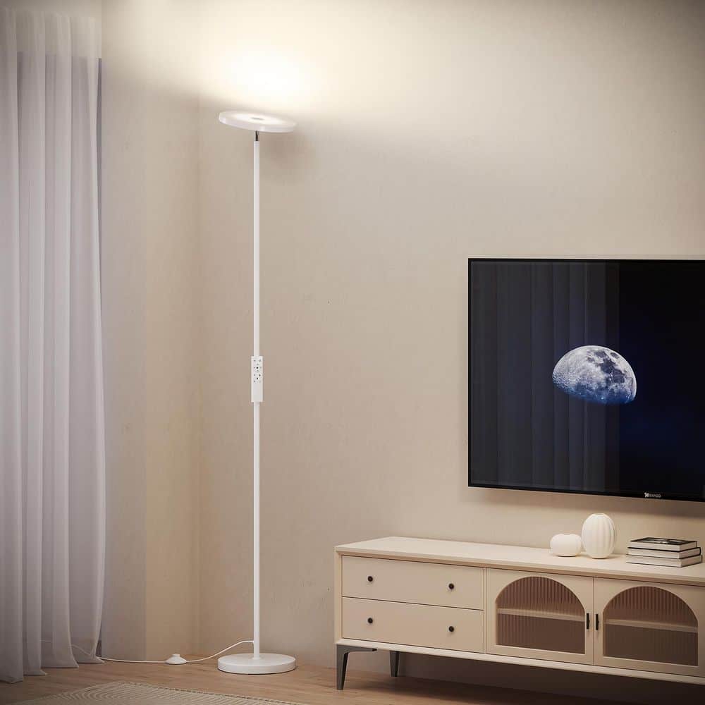 SUNMORY 69 in. White Torchiere Floor Lamps, 32W/3000LM Super Bright LED ...