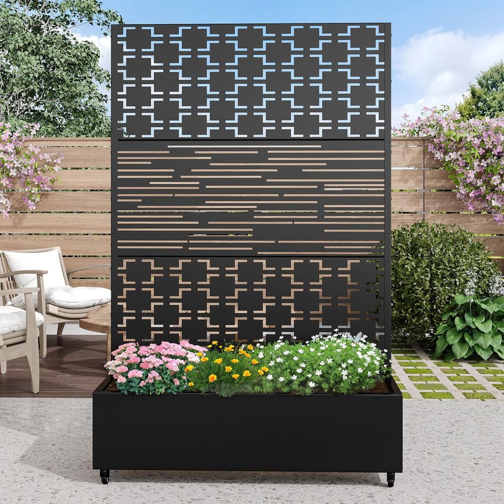 PexFix 72 in. H x 47 in. W Rectanglar Black Outdoor Metal Privacy ...
