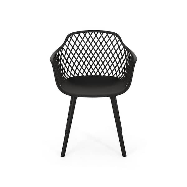 TIRAMISUBEST Black Plastic Outdoor Dining Chair in Black JMXS000246 ...