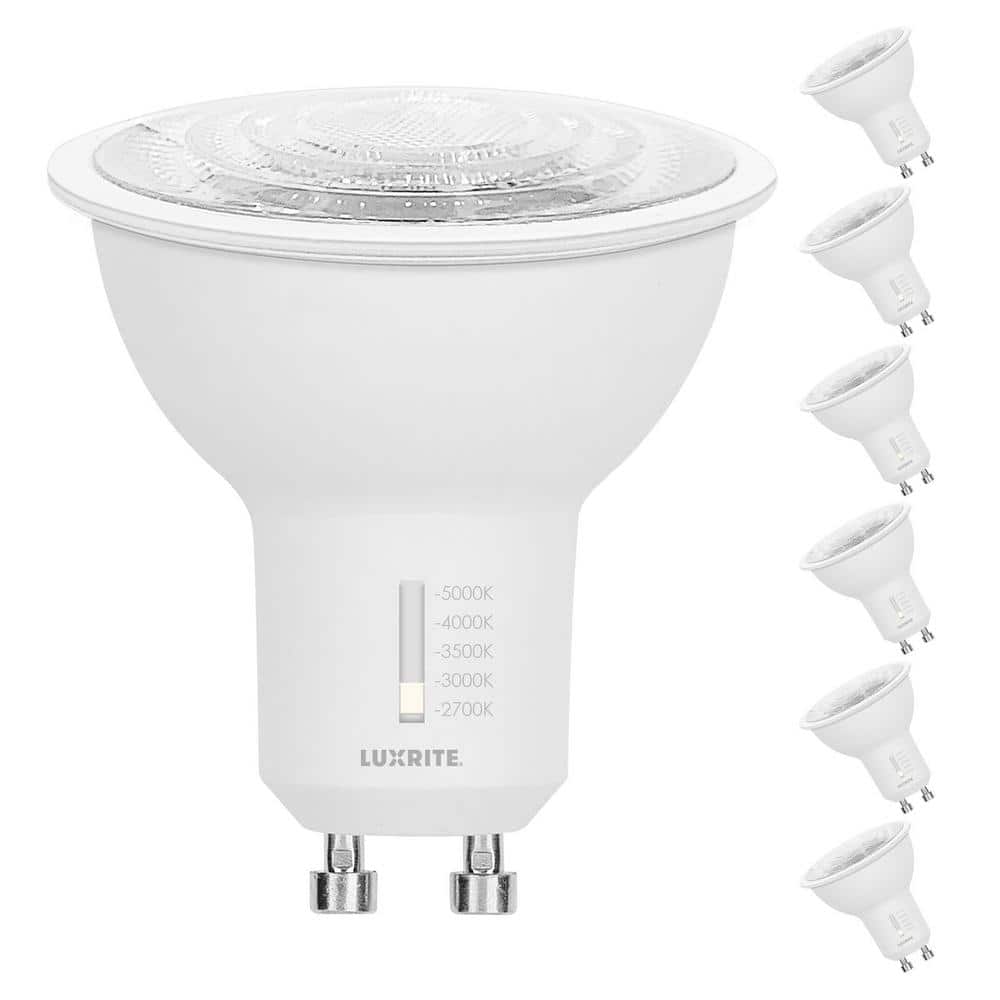 LUXRITE 50 Halogen Equivalent, GU10 LED Light Bulb, 5CCT 2700K-5000K ...
