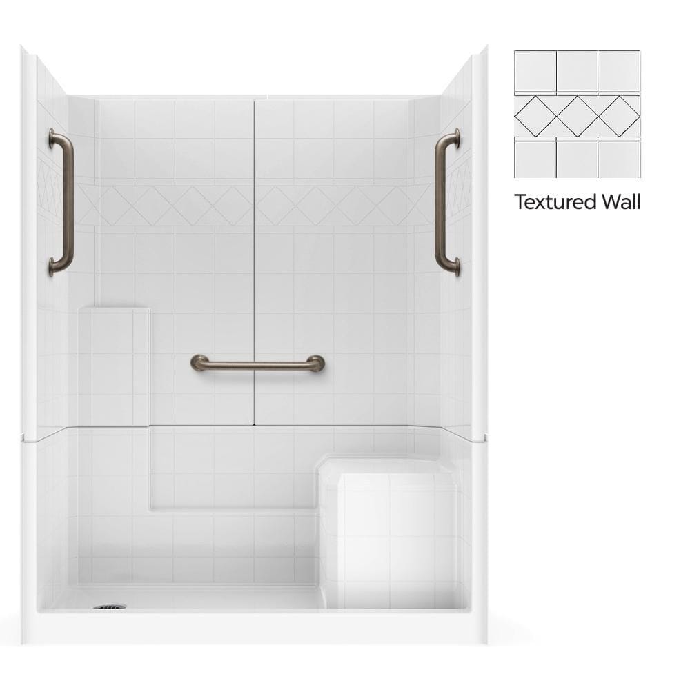 Ella Liberty 60 in. x 33 in. x 77 in. Low Threshold 3-Piece Shower Kit ...