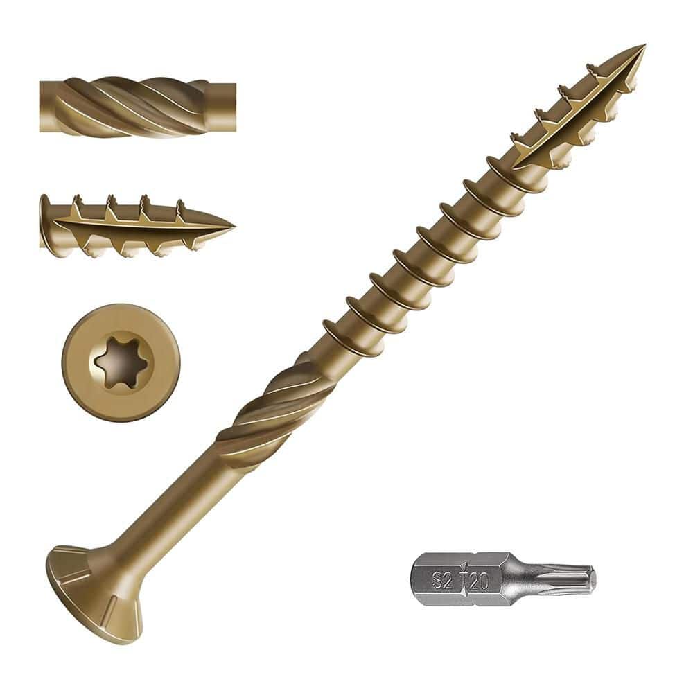 Afoxsos Bronze Rust Resistant Epoxy Coated Exterior Deck Screws T25 ...