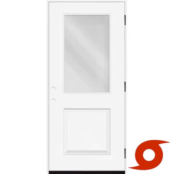 Steves & Sons Palisade 32 in. x 80 in. Half Lite Clear Impact Glass ...