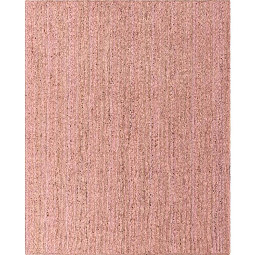 Unique Loom Braided Jute Dhaka Light Pink 8' 0 x 10' 0 Area Rug 3161089 ...
