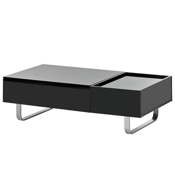 Zeus & Ruta Multi-functional Black Coffee Table with Lifted Tabletop ...