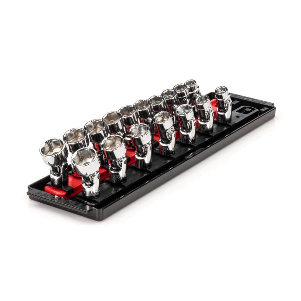 TEKTON 3/8 in. Drive Universal Joint Socket Set with Rails (3/8 in.-3/4 ...