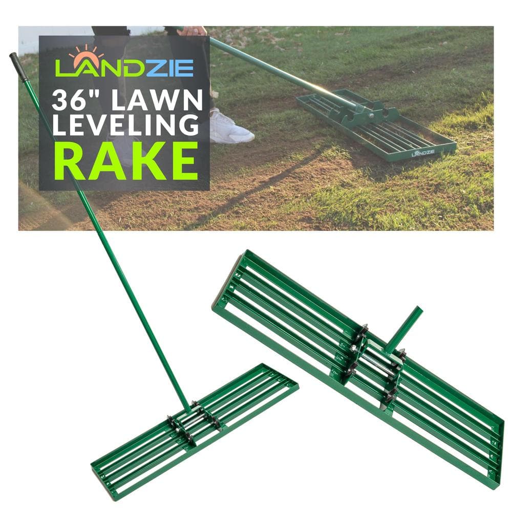 Landzie Lawn Leveling Rake-36 in. 37 in. Steel Handle Lawn Leveler Yard ...